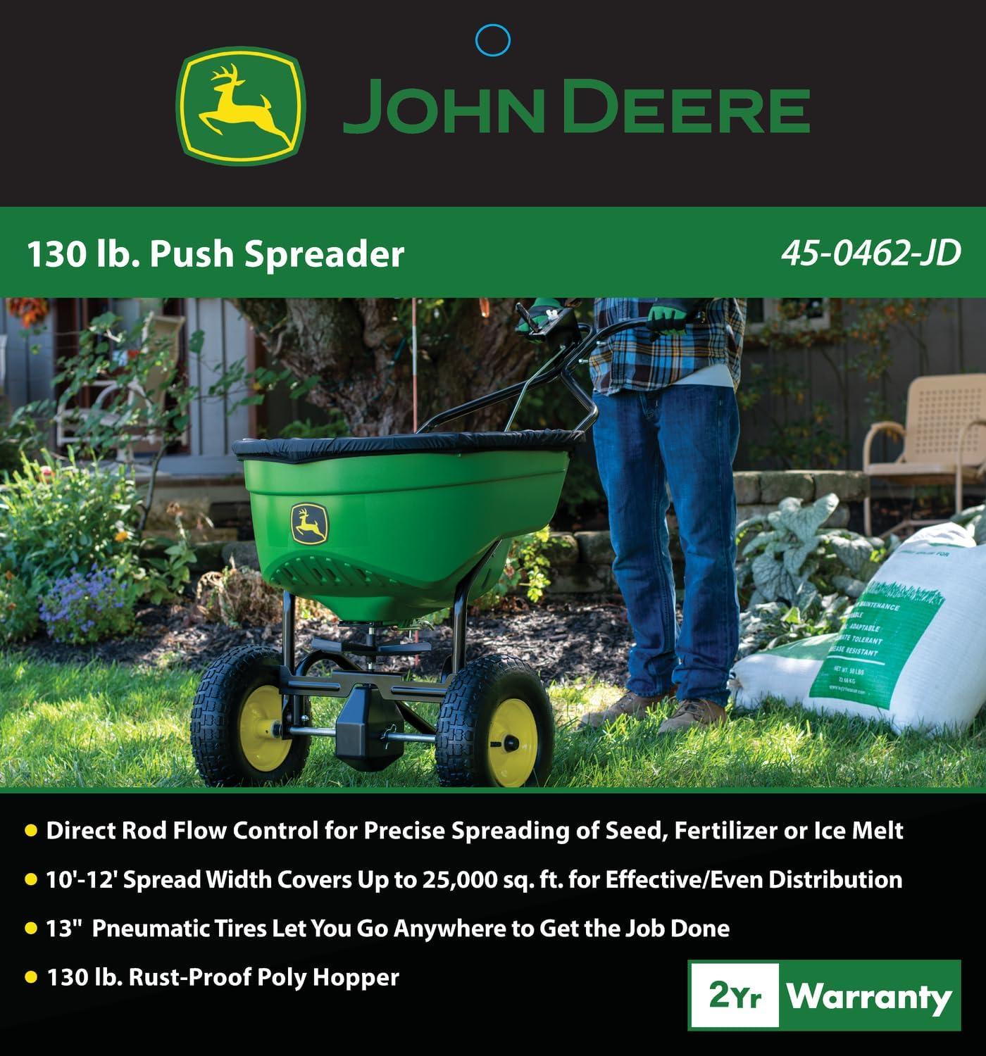 John Deere 130 lbs. Capacity Push Broadcast Spreader 45-0462-JD - Agri-Fab